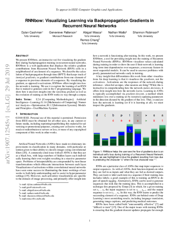 Pdf Rnnbow Visualizing Learning Via Backpropagation Gradients In Rnns