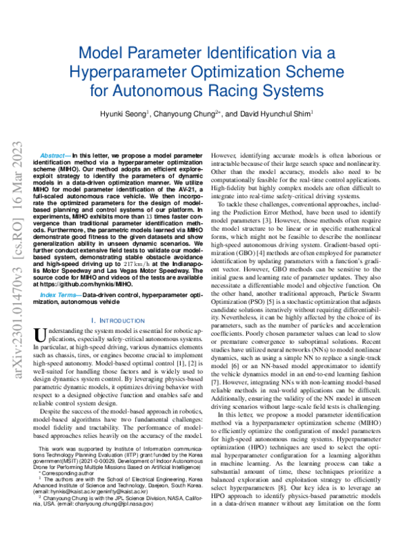 (PDF) Data-Driven Model Identification via Hyperparameter Optimization for Autonomous Racing Systems