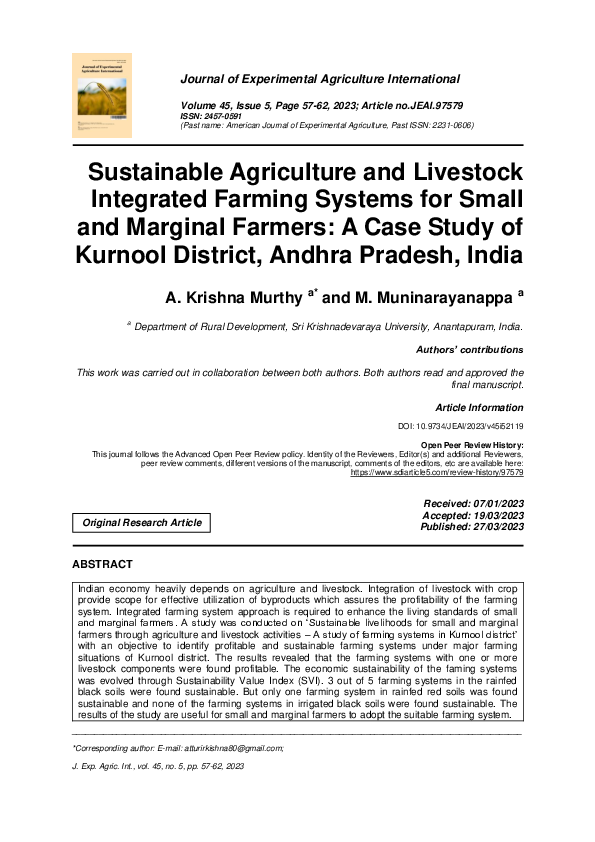 (PDF) Sustainable Agriculture and Livestock Integrated Farming Systems ...