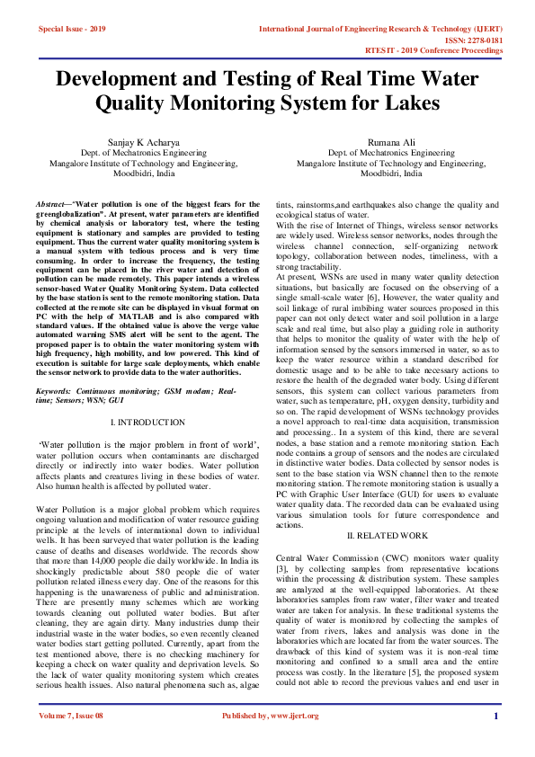 (PDF) Development and Testing of Real Time Water Quality Monitoring ...