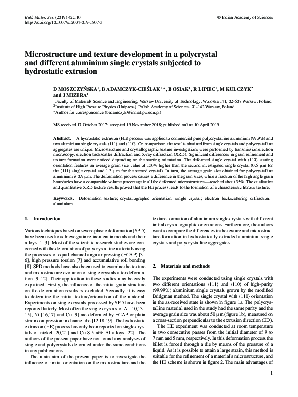 (PDF) Microstructure and texture development in a polycrystal and ...
