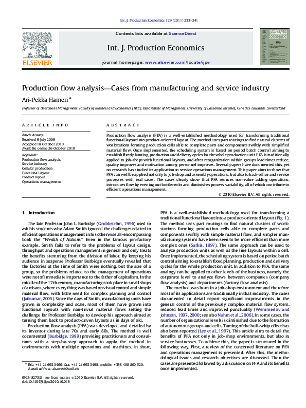 (PDF) Production flow analysis—Cases from manufacturing and service ...