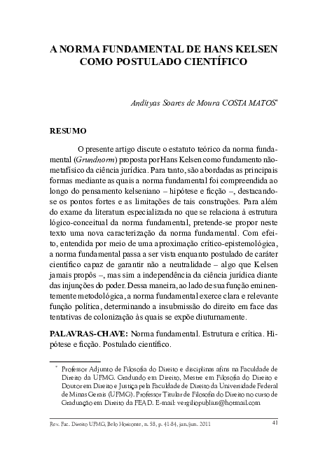 (PDF) A NORMA FUNDAMENTAL DE HANS KELSEN COMO POSTULADO CIENTÍFICO