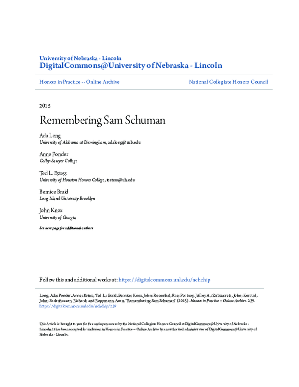 (PDF) Remembering Sam Schuman