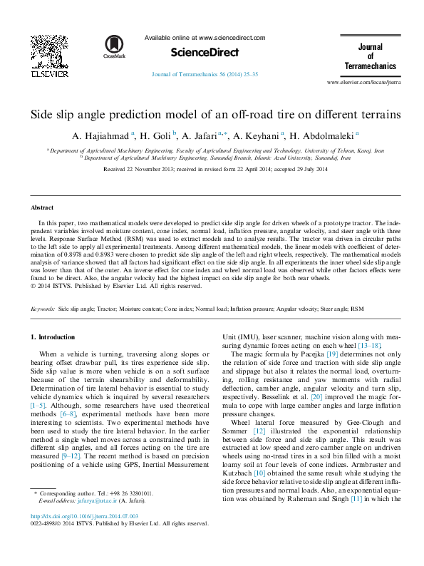 (PDF) Side slip angle prediction model of an off-road tire on different ...