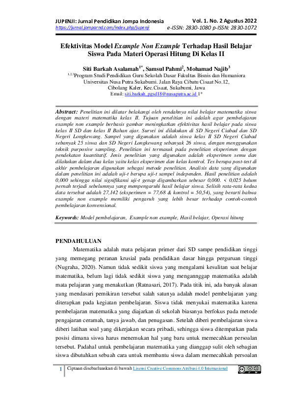 (PDF) Efektivitas Model Example Non Example Terhadap Hasil Belajar ...