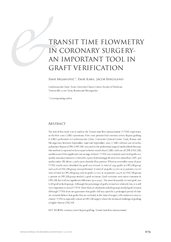 (PDF) Transit time flowmetry in coronary surgery--an important tool in ...