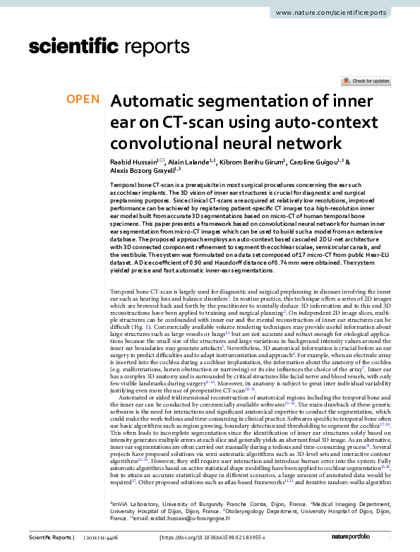 Pdf Automatic Segmentation Of Inner Ear On Ct Scan Using Auto Context Convolutional Neural Network