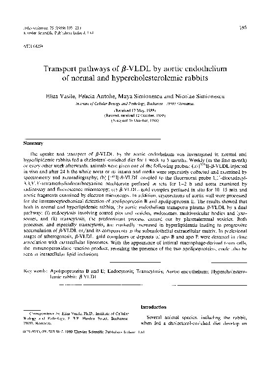 (PDF) Transport pathways of β-VLDL by aortic endothelium of normal and ...