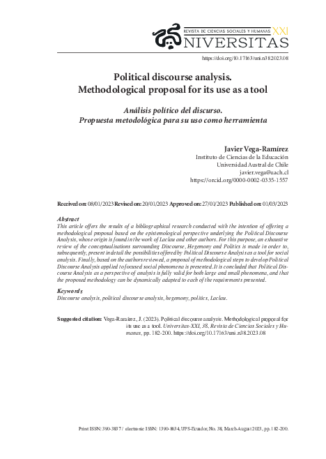 (PDF) Political discourse analysis. Methodological proposal for its use ...