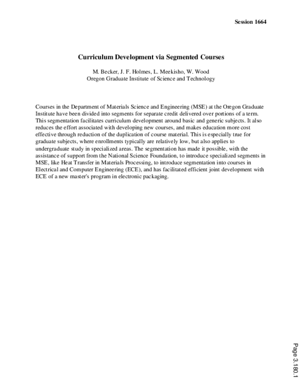 (PDF) Curriculum Development Via Segmented Courses | Lemmy Meekisho ...