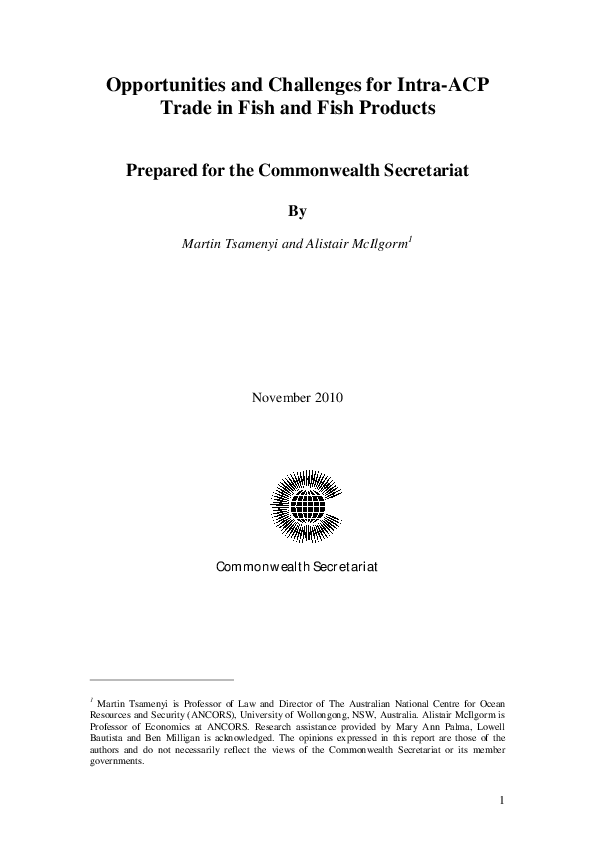 (PDF) Opportunities and Challenges for Intra-ACP Trade in Fish and Fish ...