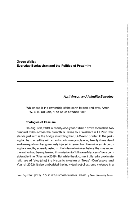 (PDF) Green Walls: Everyday Ecofascism and the Politics of Proximity