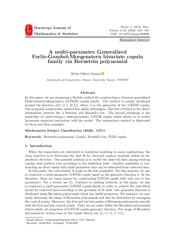 (PDF) A multi-parameter Generalized Farlie-Gumbel-Morgenstern bivariate ...