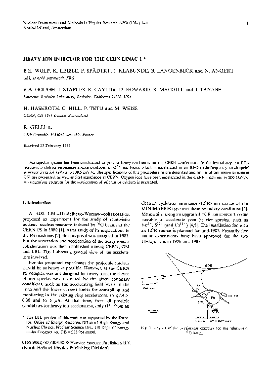 (PDF) Heavy ion injector for the CERN Linac 1