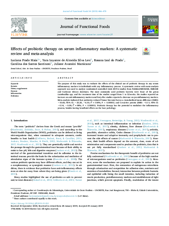 (PDF) Effects of probiotic therapy on serum inflammatory markers: A ...