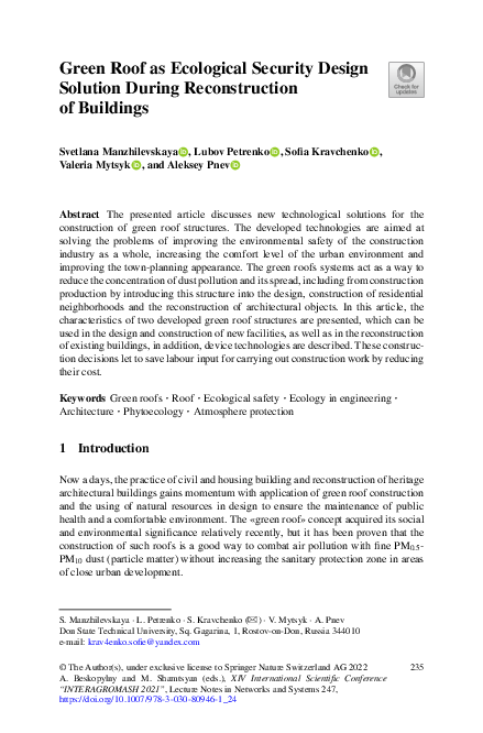 (PDF) Green Roof as Ecological Security Design Solution During ...