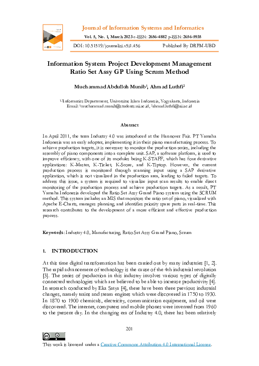 (PDF) Information System Project Development Management Ratio Set Assy GP Using Scrum Method