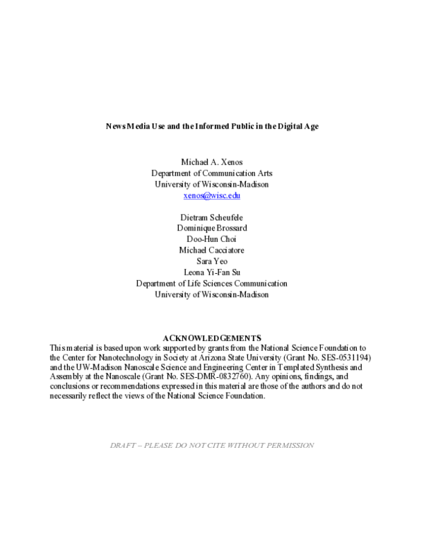 (PDF) News media use and the informed public in the digital age