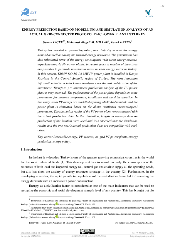 (PDF) Energy Prediction Based on Modelling and Simulation Analysis of an Actual Grid-Connected ...