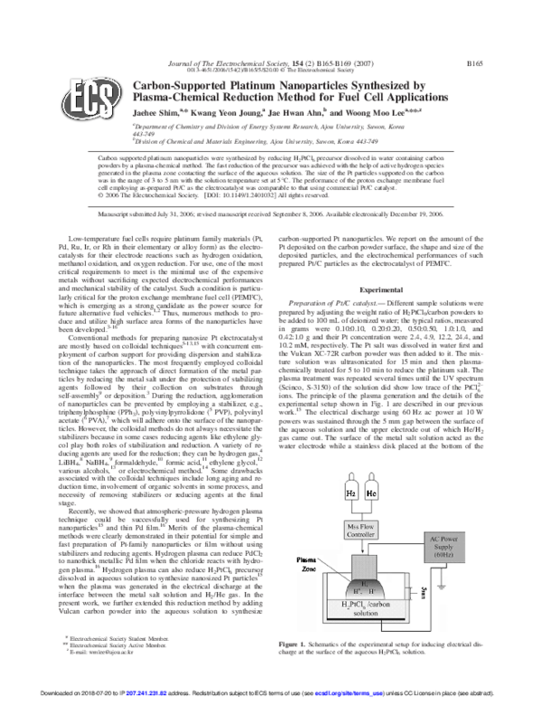 (PDF) Carbon-Supported Platinum Nanoparticles Synthesized by Plasma ...