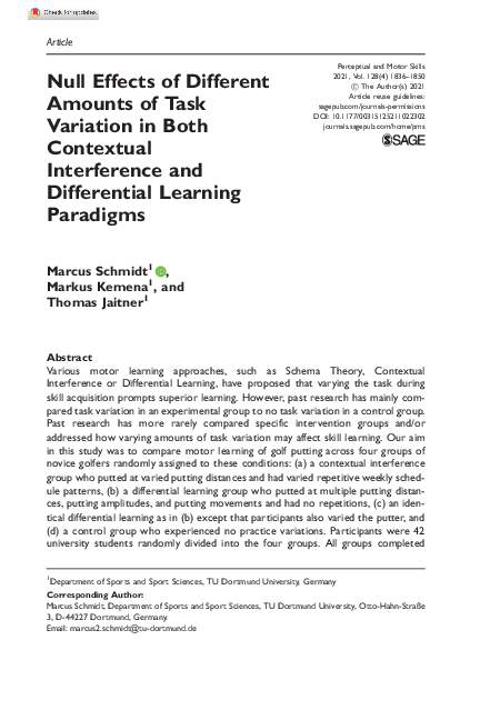 (PDF) Null Effects of Different Amounts of Task Variation in Both Contextual Interference and ...