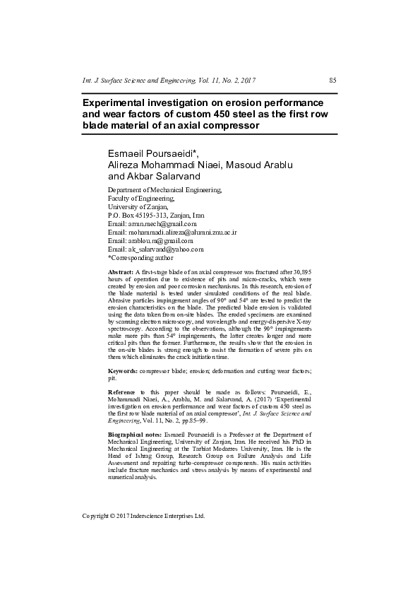(PDF) Experimental investigation on erosion performance and wear ...