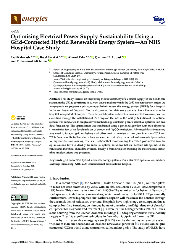 (PDF) Optimising Electrical Power Supply Sustainability Using a Grid ...