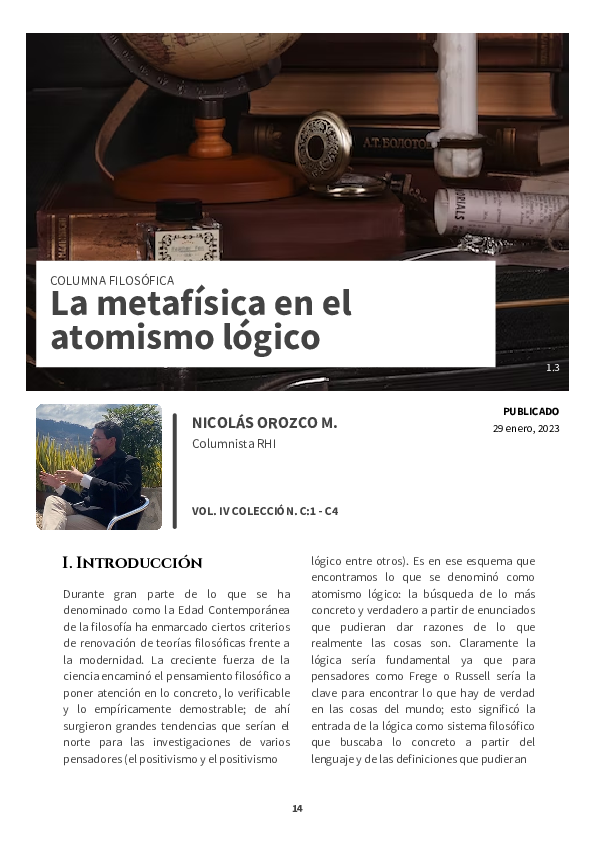 (PDF) La metafísica en el atomismo lógico