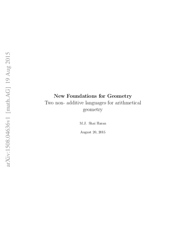 (PDF) New foundations for geometry