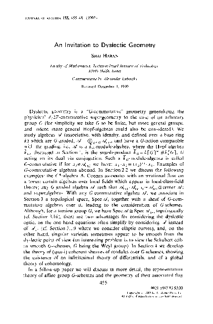 (PDF) An Invitation to Dyslectic Geometry