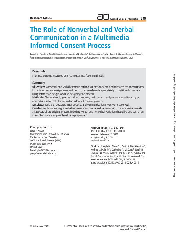 (PDF) The role of nonverbal and verbal communication in a multimedia ...