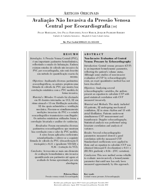 (PDF) Non-invasive evaluation of central venous pressure by ...