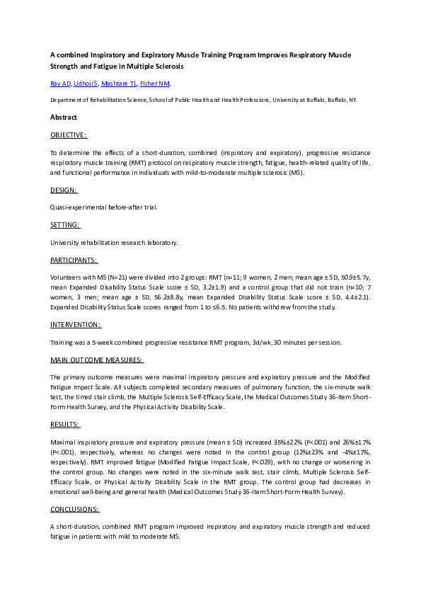 (PDF) A Combined Inspiratory and Expiratory Muscle Training Program ...