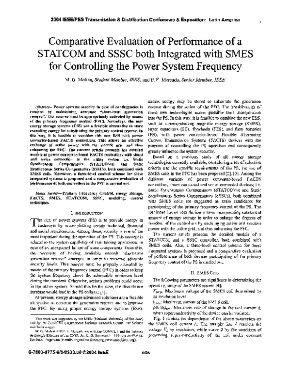 (PDF) Comparative evaluation of performance of a STATCOM and SSSC both integrated with SMES for ...