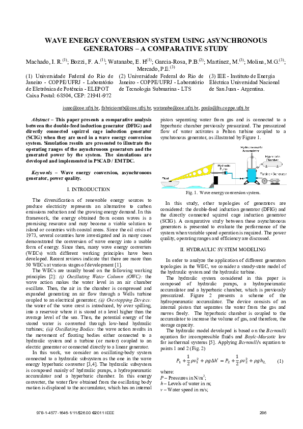(PDF) Wave energy conversion system using asynchronous generators - a comparative study