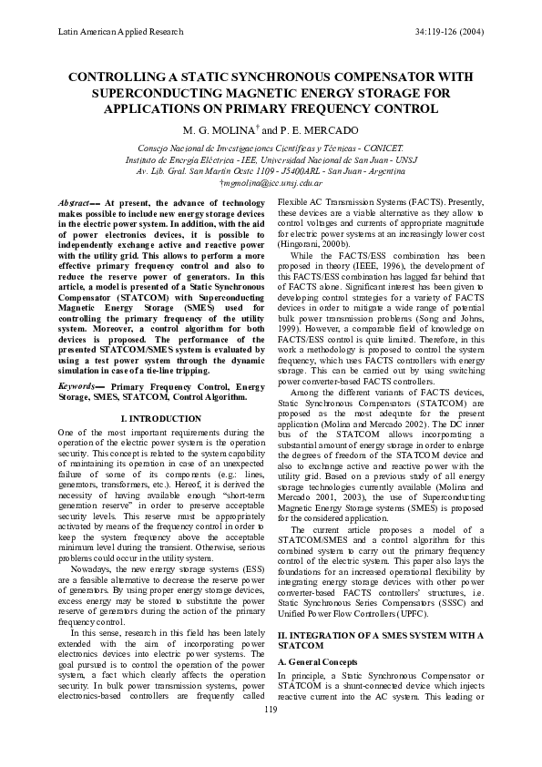 Pdf Static Synchronous Compensator With Superconducting Magnetic Energy Storage For High Power