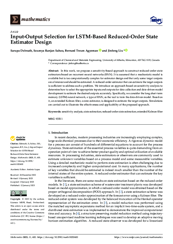 Pdf Input Output Selection For Lstm Based Reduced Order State 7059