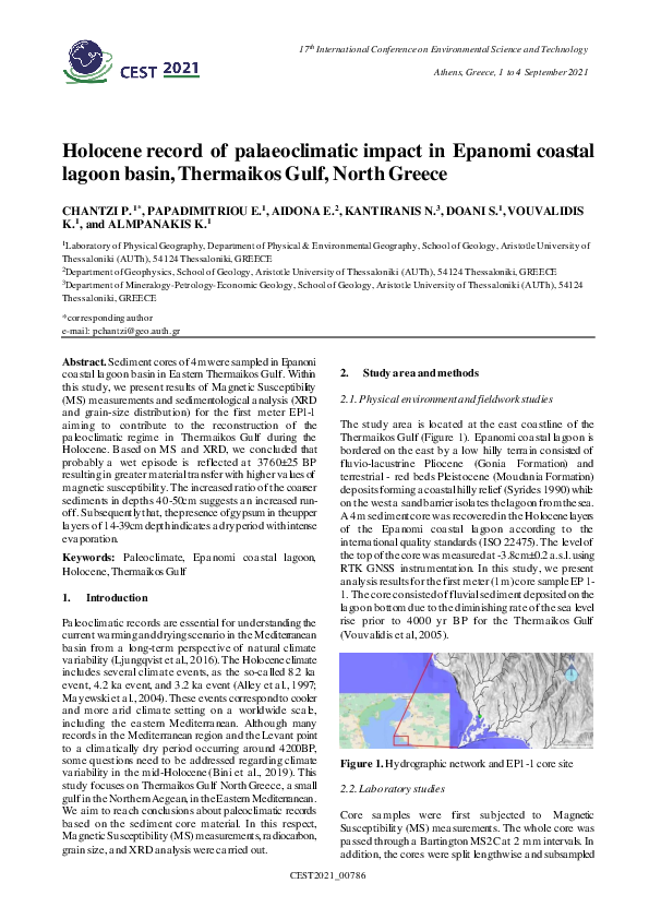 (PDF) Holocene record of palaeoclimatic impact in Epanomi coastal ...