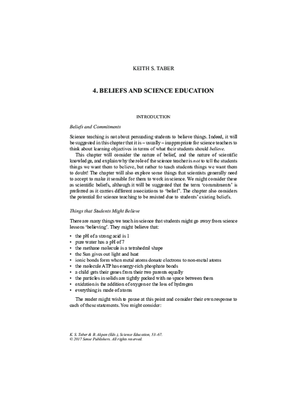 (PDF) Beliefs and Science Education
