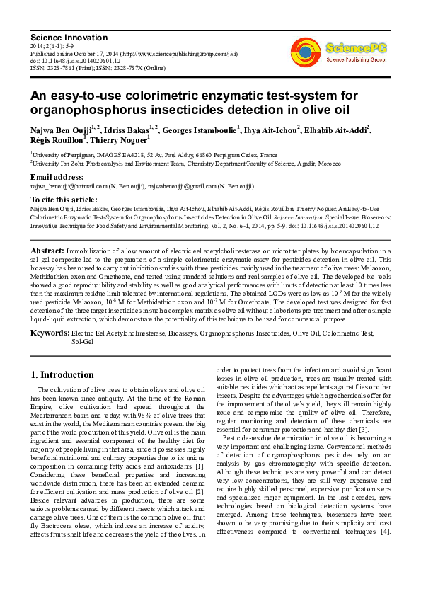 (PDF) An Easy-to-Use Colorimetric Enzymatic Test-System for ...