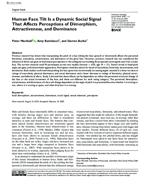 (PDF) Human Face Tilt Is a Dynamic Social Signal That Affects ...