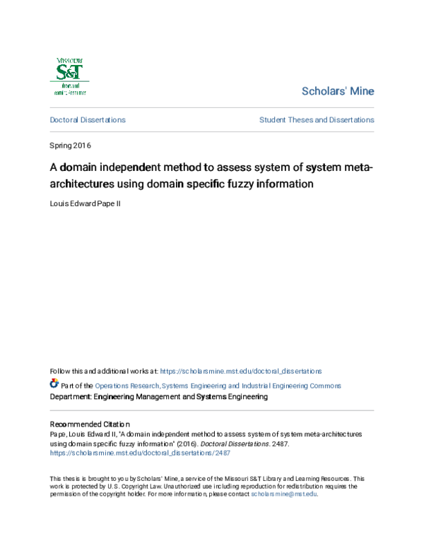 (PDF) A domain independent method to assess system of system meta-architectures using domain ...