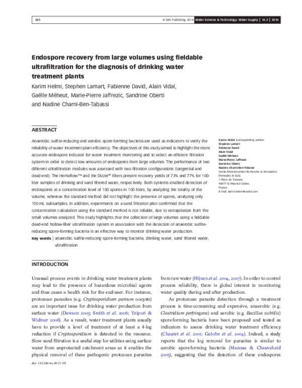 (PDF) Endospore recovery from large volumes using fieldable ...