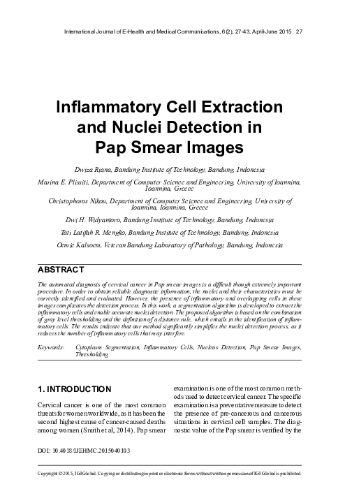 Pdf Inflammatory Cell Extraction And Nuclei Detection In Pap Smear Images