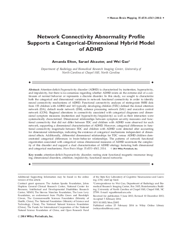 (PDF) Network connectivity abnormality profile supports a categorical ...