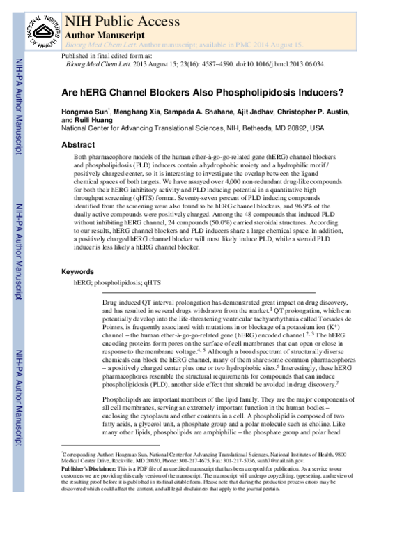 (PDF) Are hERG channel blockers also phospholipidosis inducers?