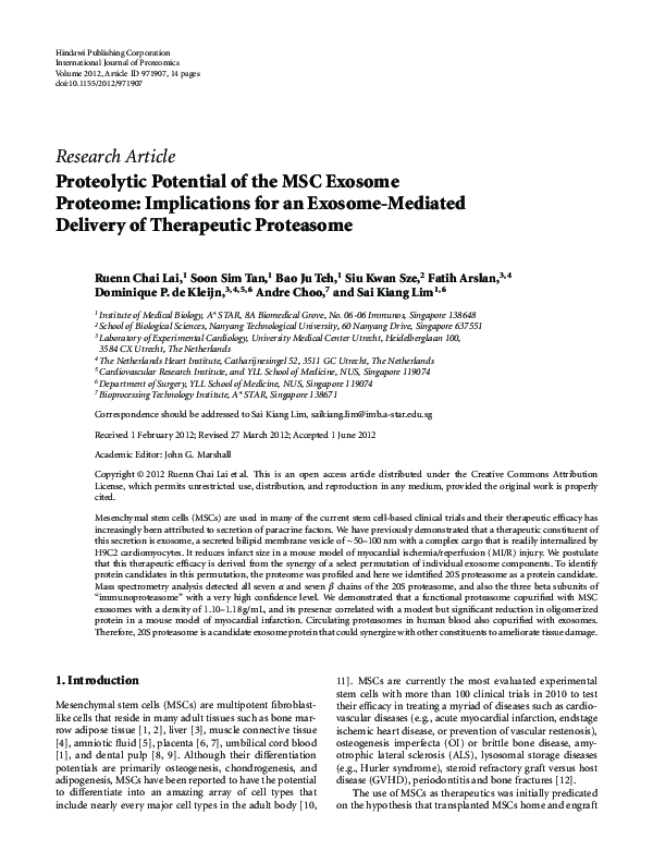 (PDF) Proteolytic Potential of the MSC Exosome Proteome: Implications ...