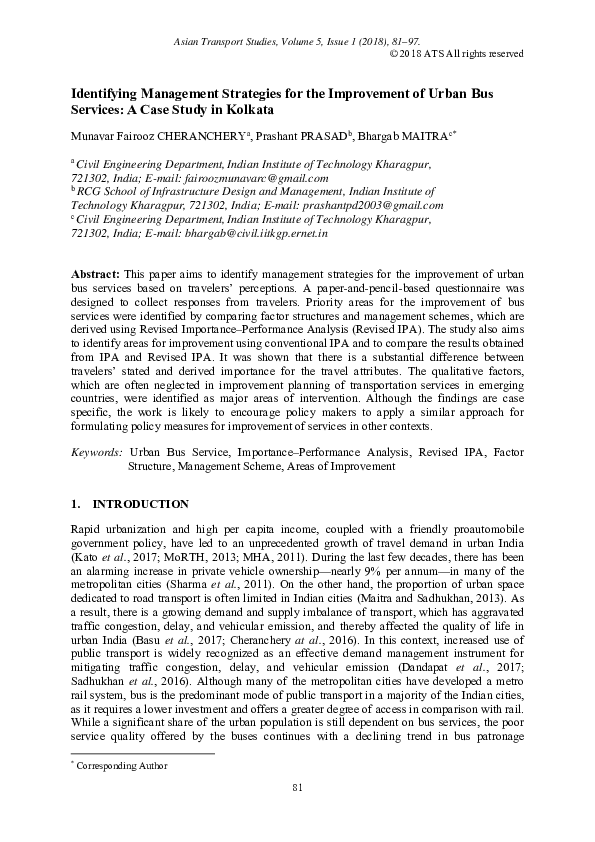 (PDF) Identifying Management Strategies for the Improvement of Urban ...