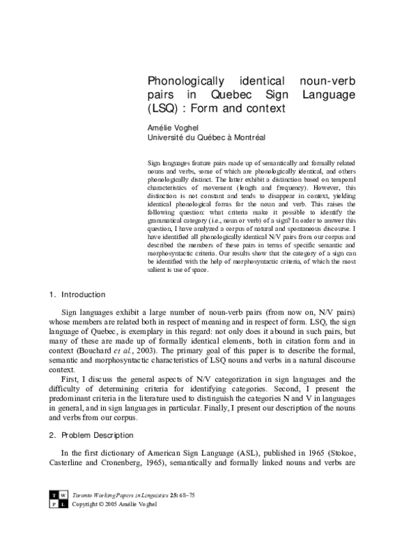 (PDF) Phonologically identical noun-verb pairs in Quebec Sign Language ...